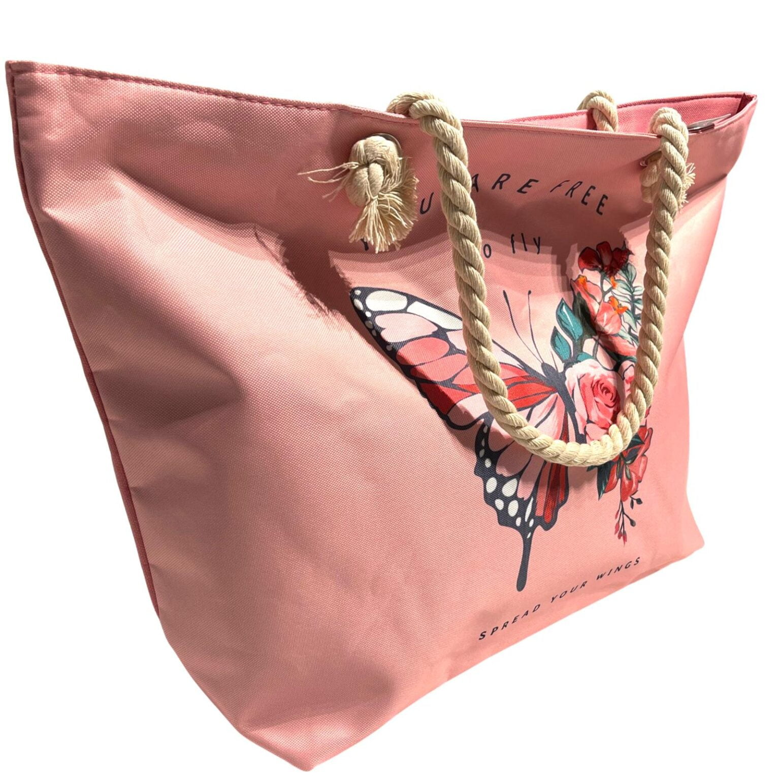 Geanta de plaja, Dimensiune mare, Fluture, Roz | Intisimo