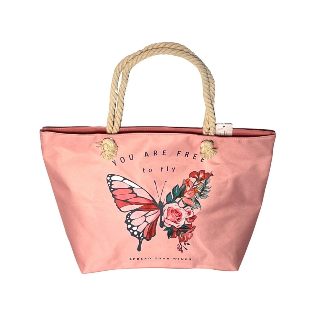 Geanta de plaja, Dimensiune mare, Fluture, Roz | Intisimo