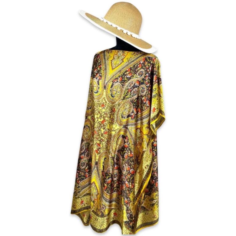 Rochie Plaja, Pareo, Matase si Vascoza, Albastru/Galben/Verde | Intisimo