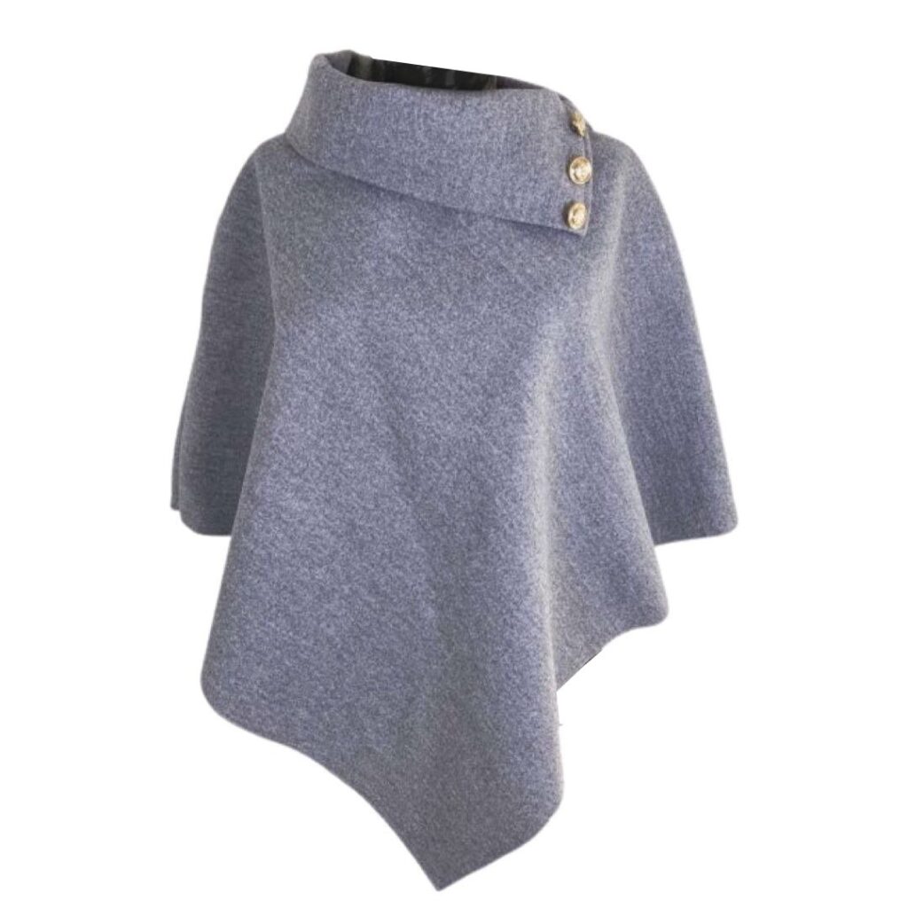 Capa Dama, Poncho, Guler Dublu, Luxury, One-Size, Gri | Intisimo